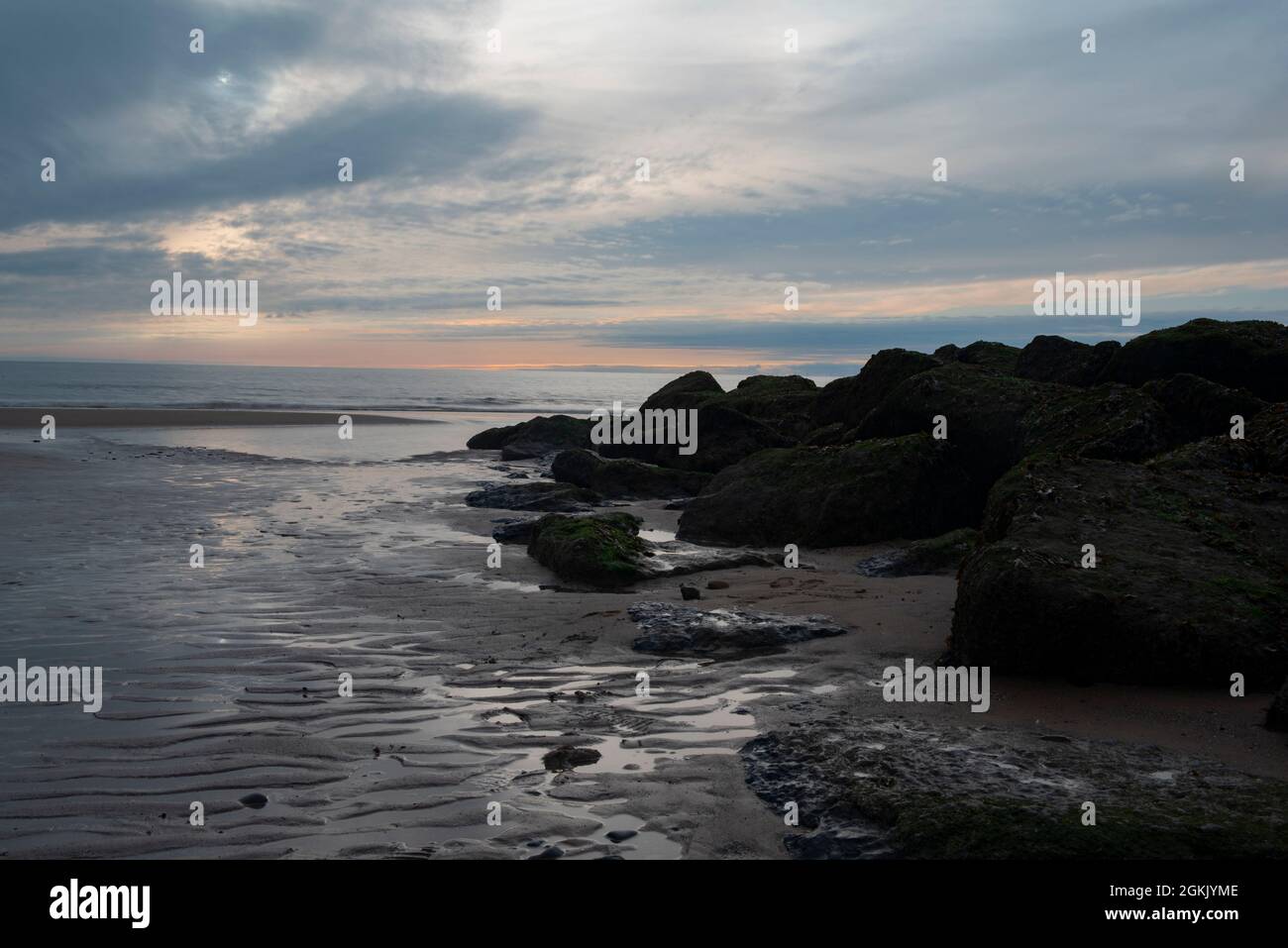 Rocks at Cleveleys Beach, Fylde Coast of Lancashire, England Stock ...