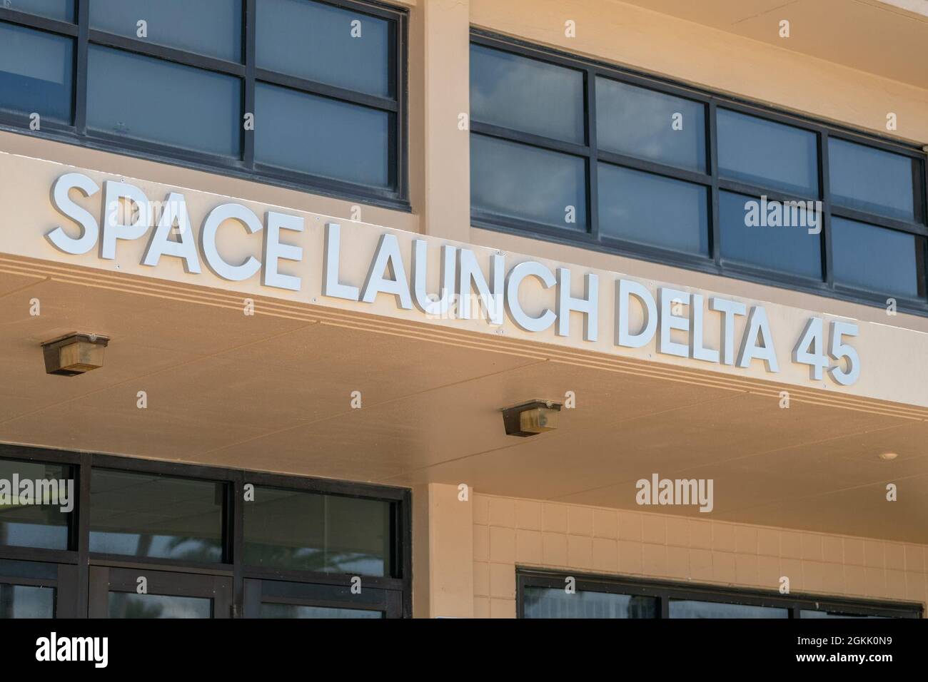 The Space Launch Delta 45 signage replaces the 45th Space Wing signage ...