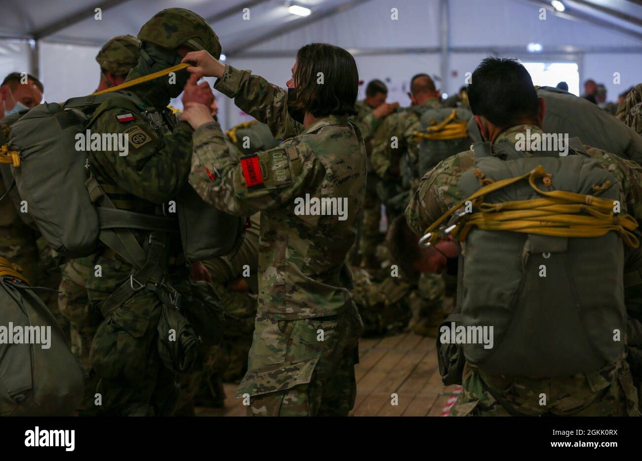 A U.S. Army Soldier assigned to 82nd Airborne Brigade conducts a ...