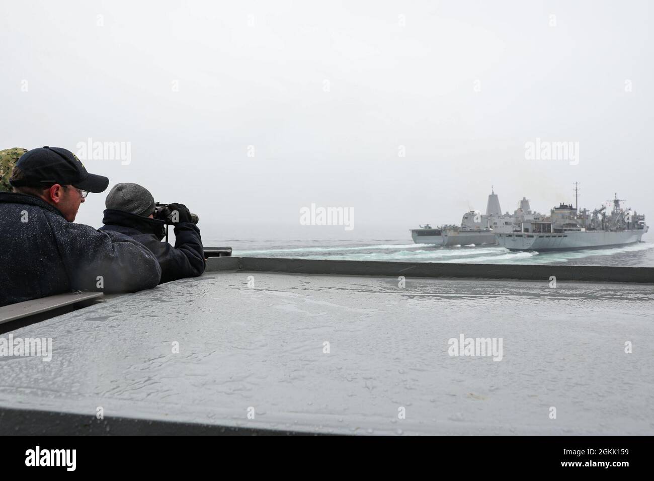 NORTH SEA (May 10, 2021) Lt. j.g. Drake Davis, left, and Ensign Corina ...