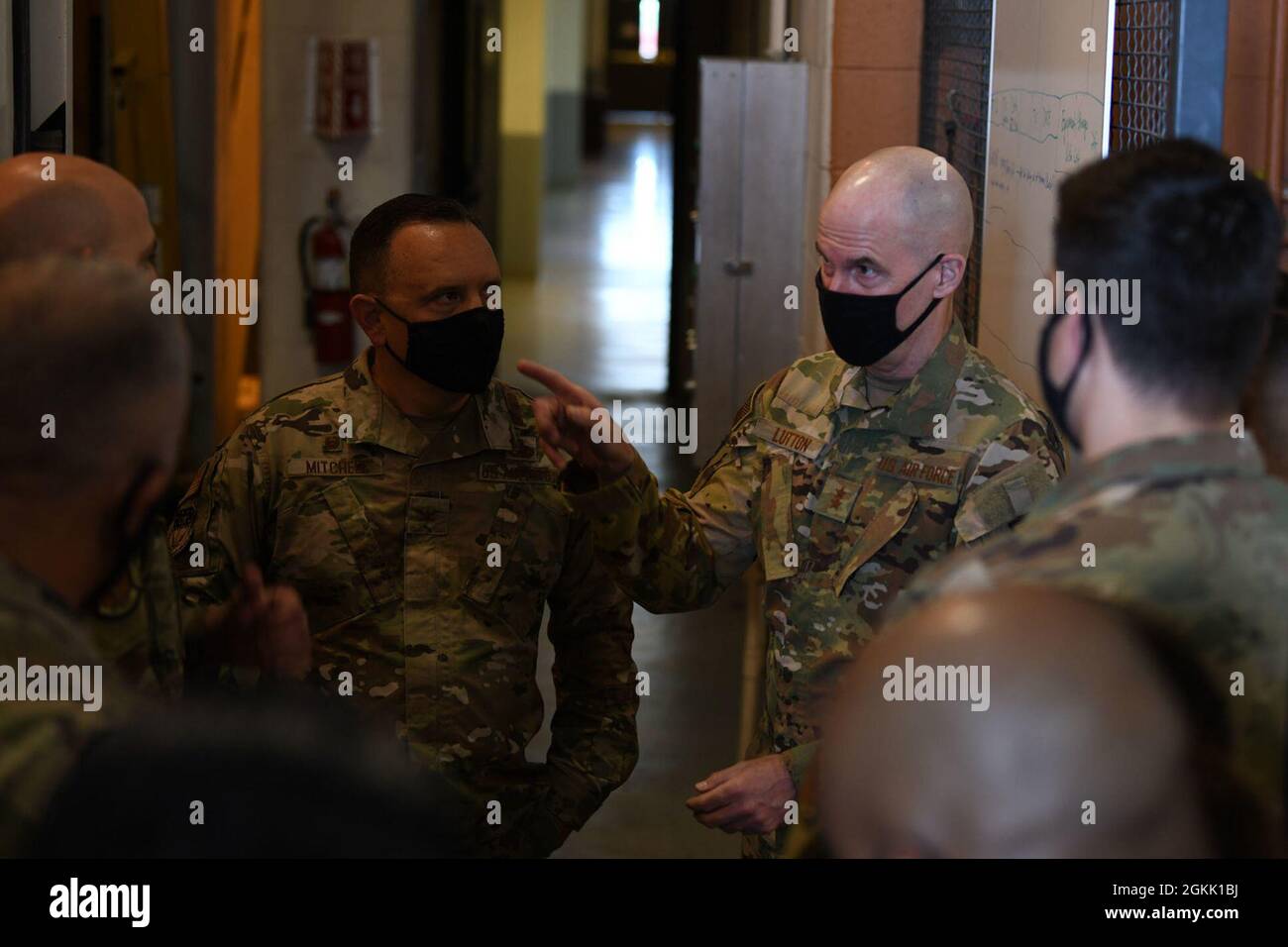 Maj. Gen. Michael J. Lutton, 20th Air Force commander, speaks to Col ...