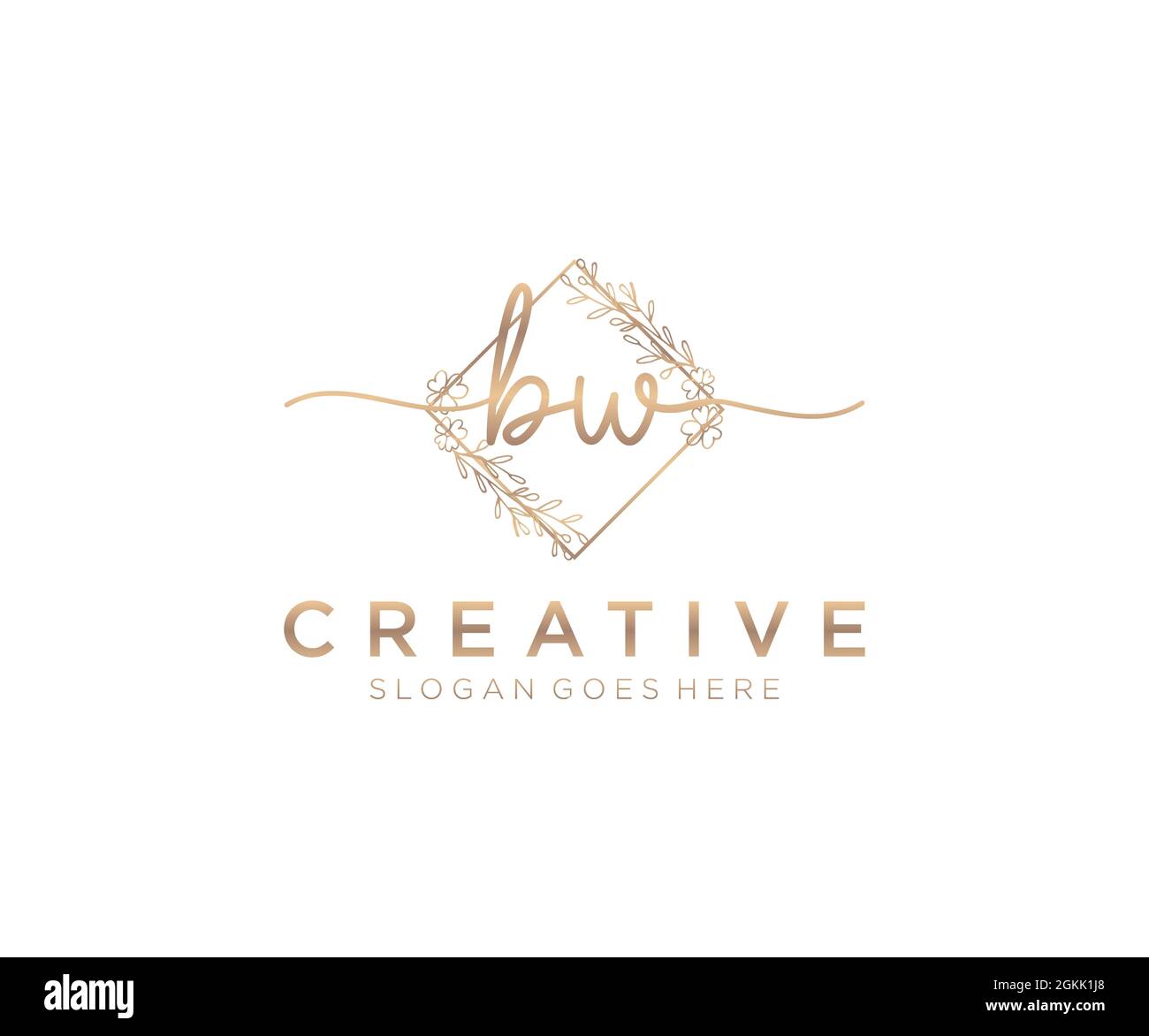 BW Feminine logo beauty monogram and elegant logo design, handwriting ...