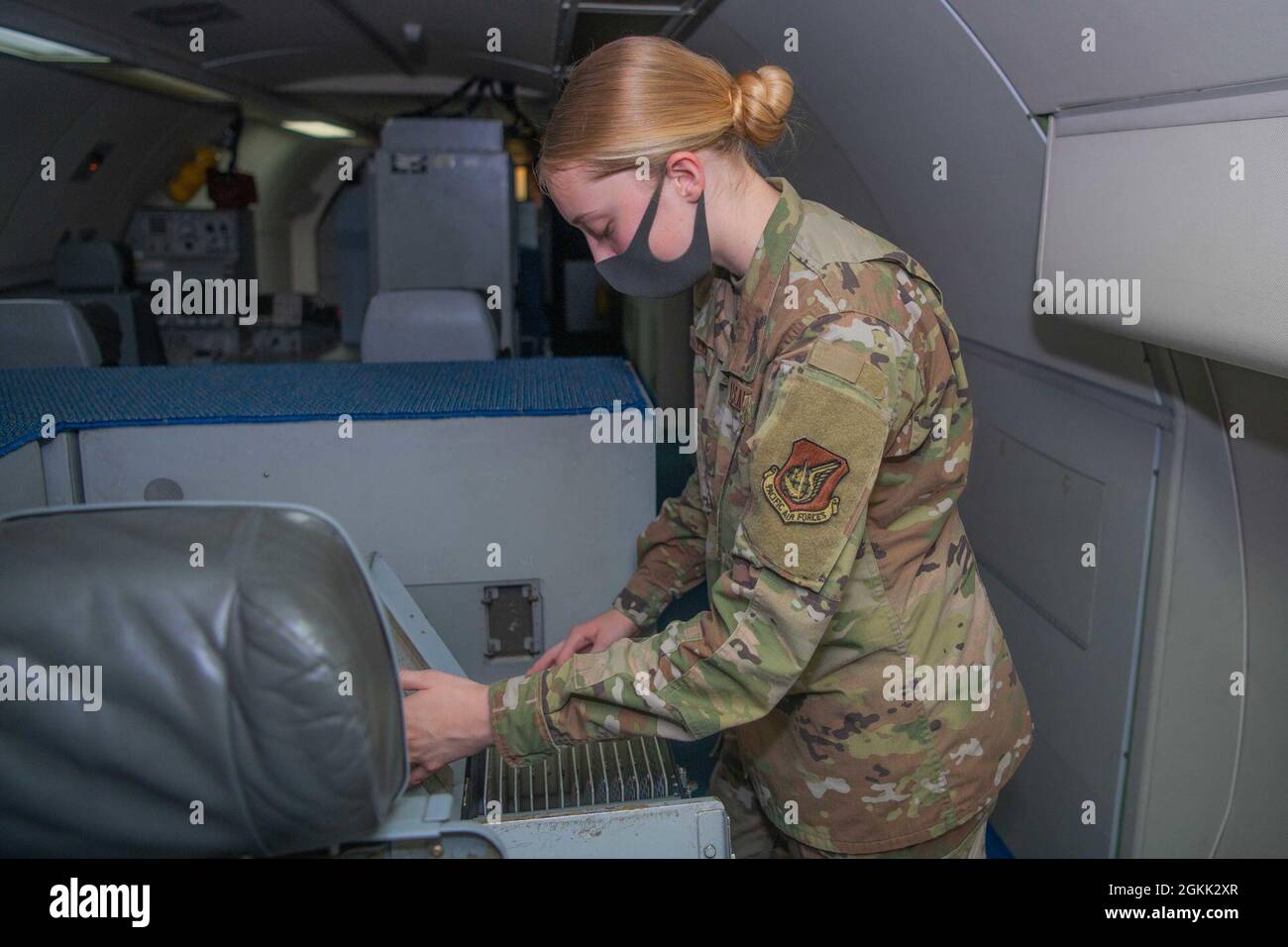 An Airman from the 961st Aircraft Maintenance Unit conducts pre-flight ...