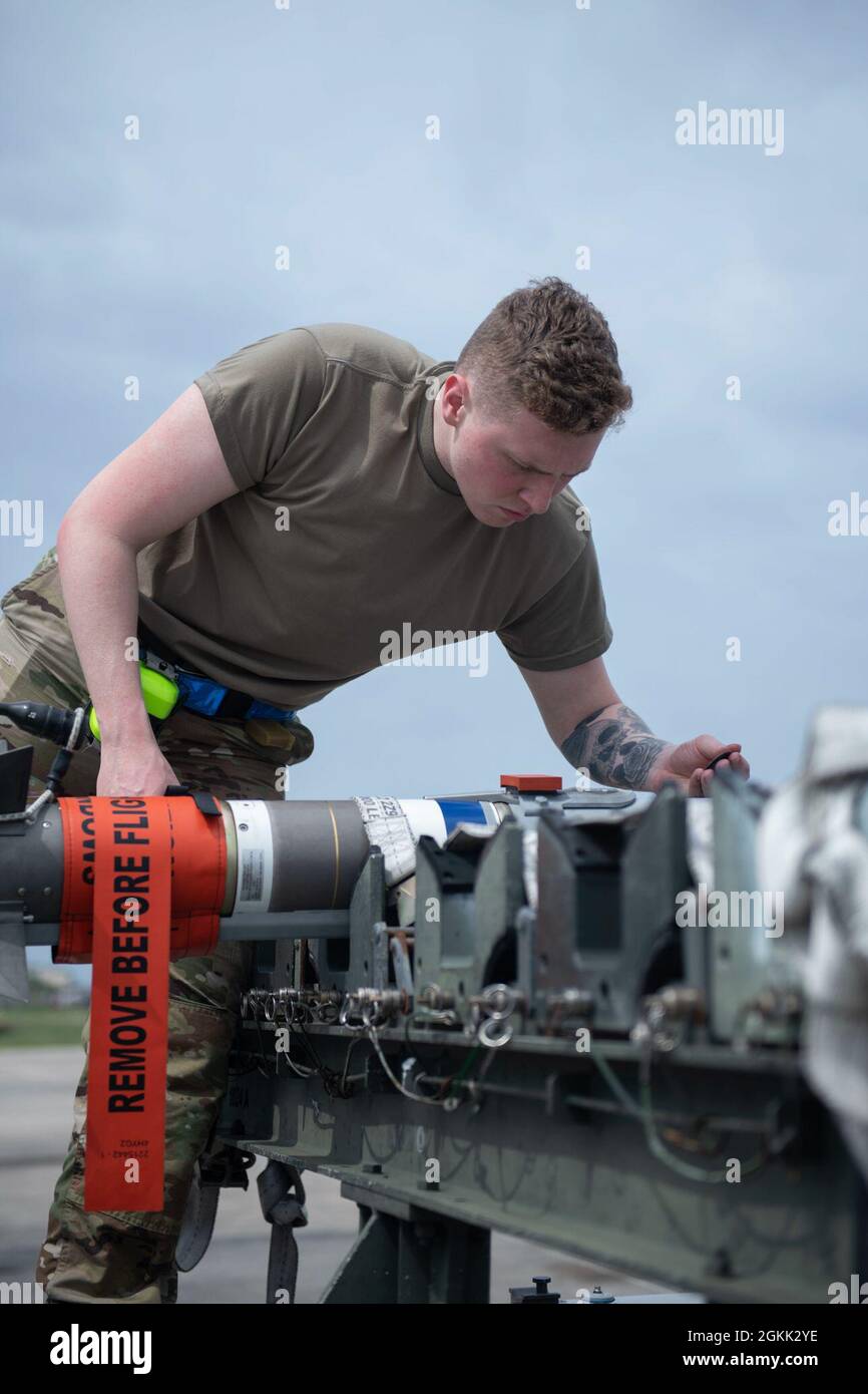 A U.S. Air Force Airman assigned to the 34th Fighter Squadron, Hill Air ...