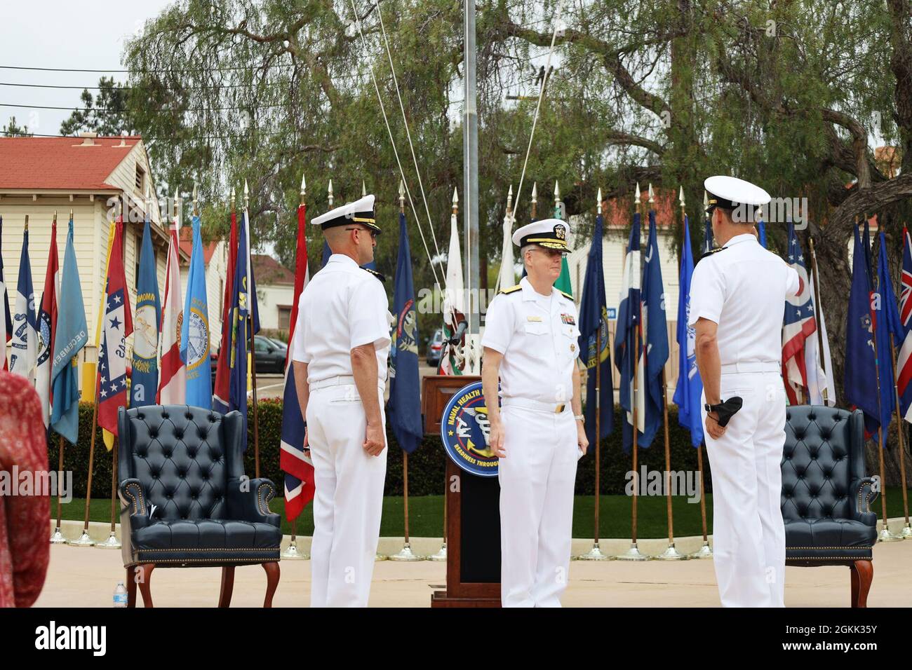Naval Medical Forces Pacific Commander Rear Adm. Tim Weber (left ...