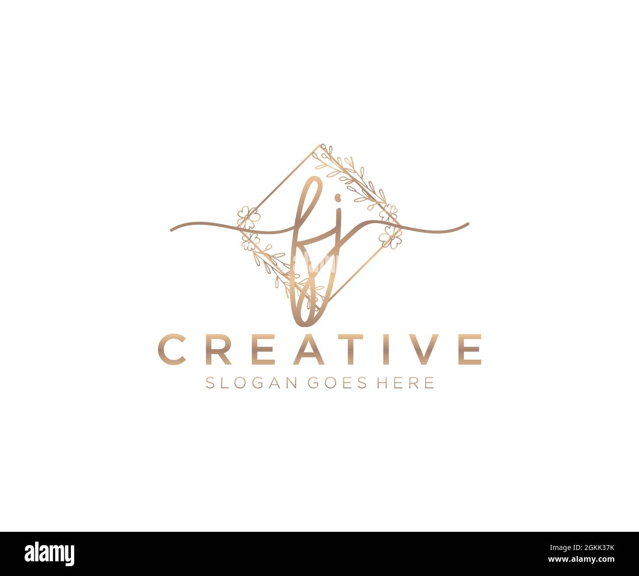 FJ Feminine logo beauty monogram and elegant logo design, handwriting ...