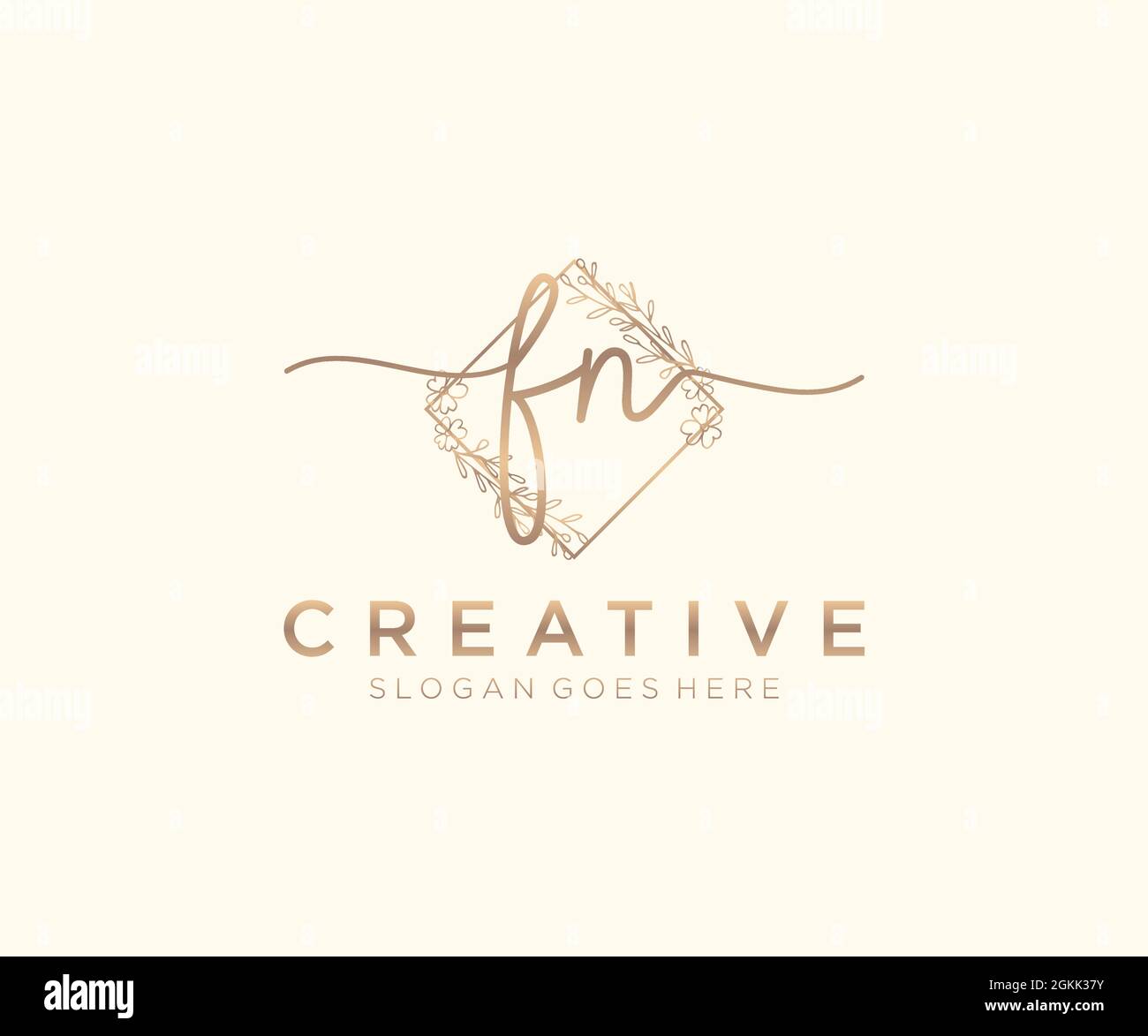 FN Feminine logo beauty monogram and elegant logo design, handwriting ...