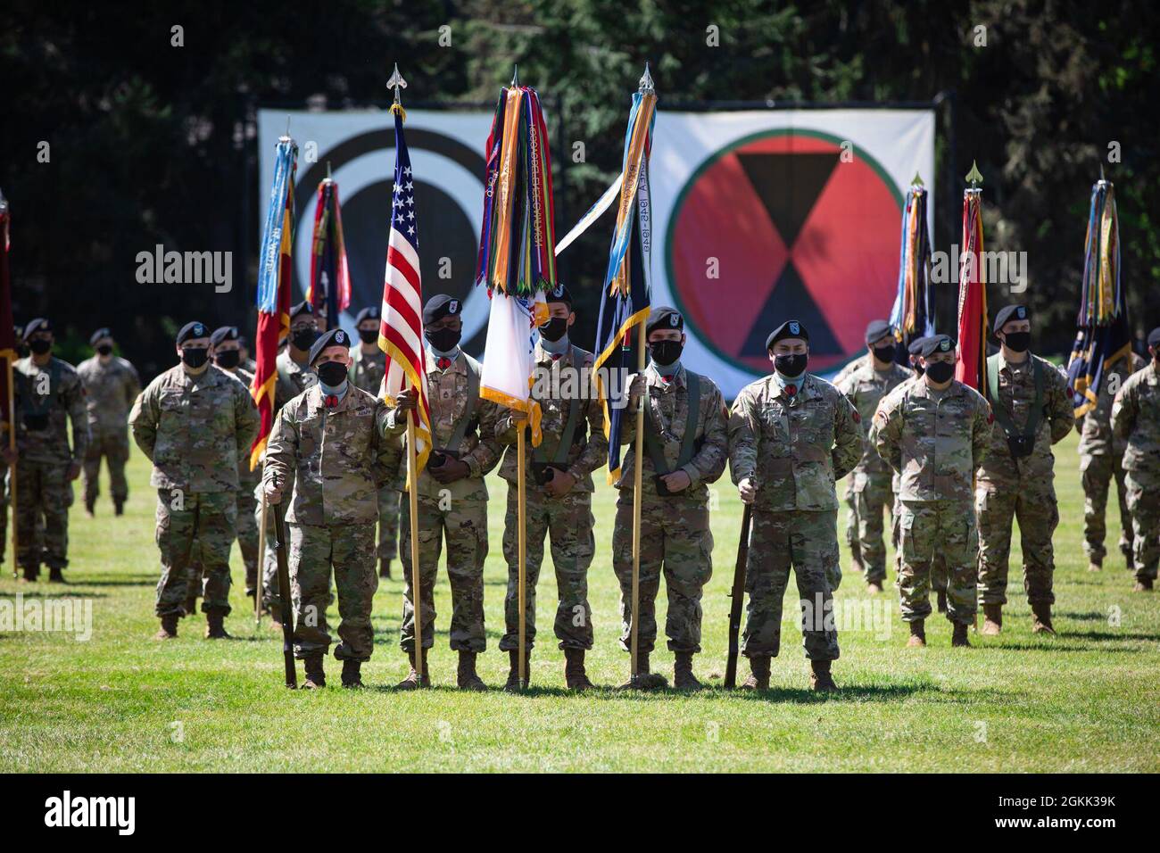 U.S. Army soldiers serve as the color guard during the 7th Infantry ...
