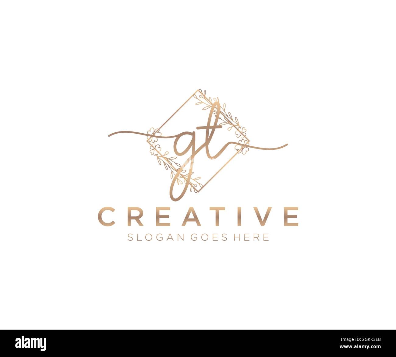 GT Feminine logo beauty monogram and elegant logo design, handwriting ...
