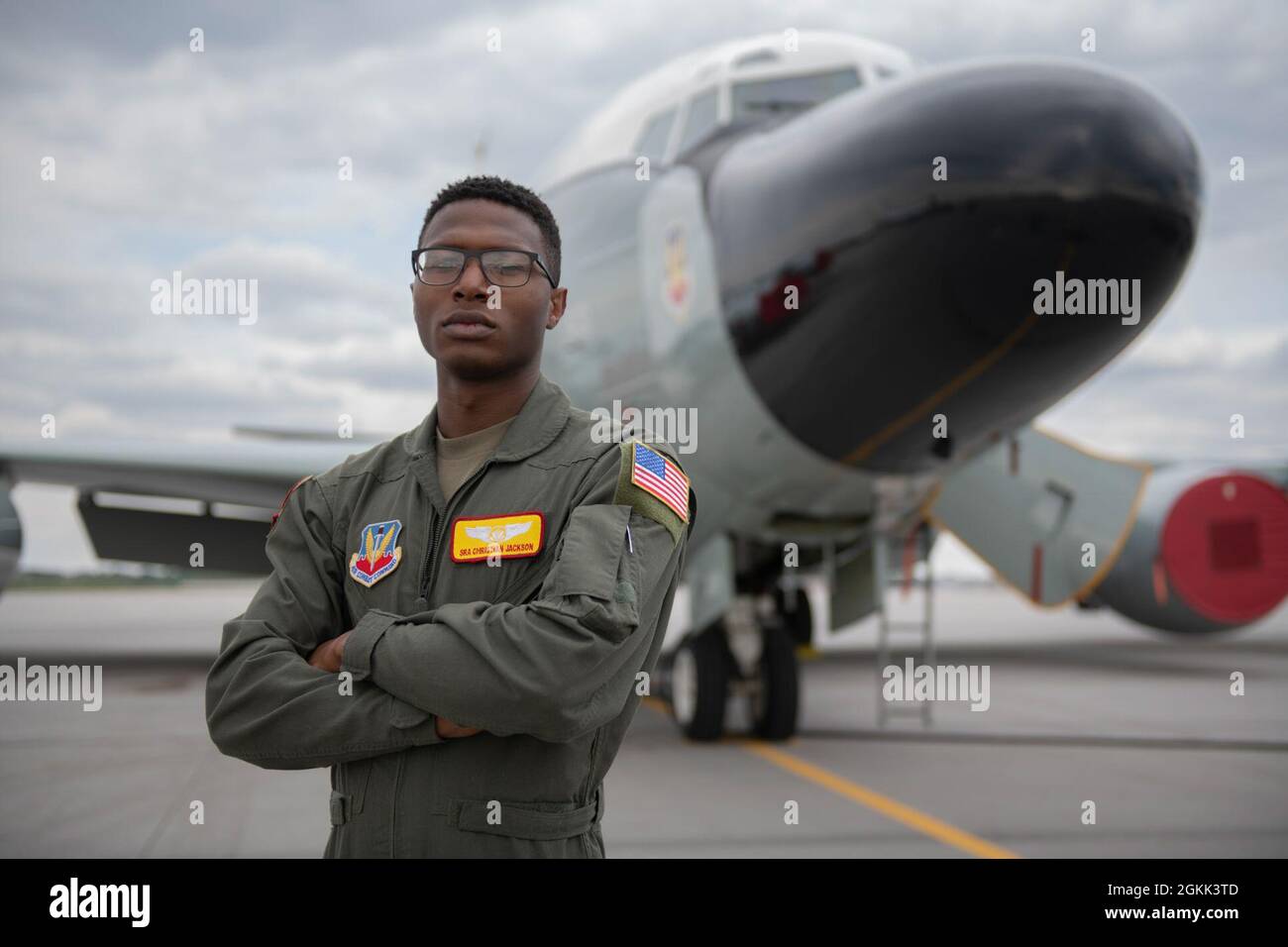 Senior Airman Christian Jackson, 97th Intelligence Squadron, poses for ...