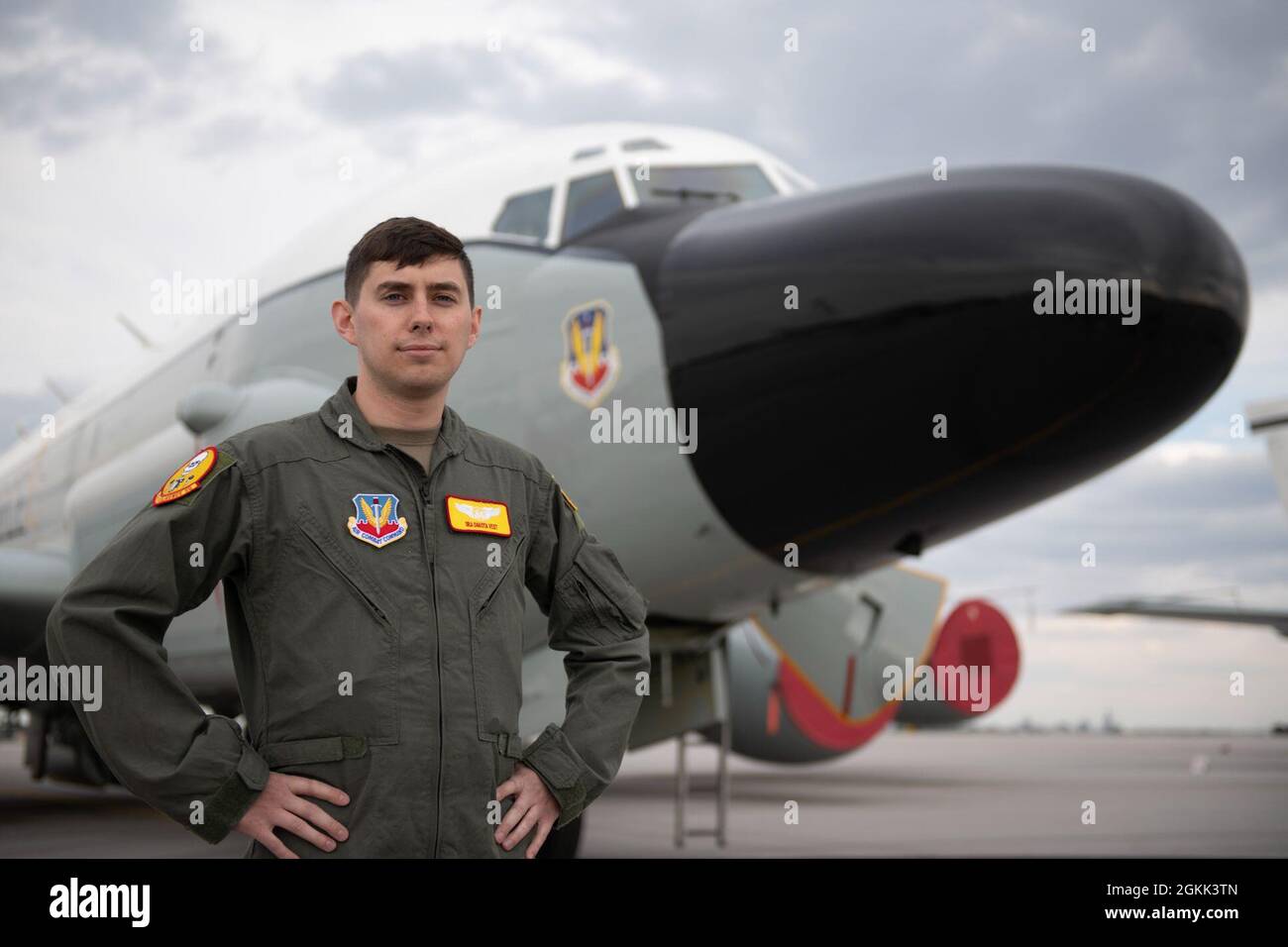 Senior Airman Dakota Vest, 97th Intelligence Squadron, poses for a ...