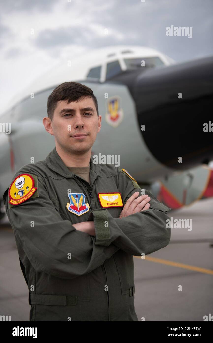 Senior Airman Dakota Vest, 97th Intelligence Squadron, poses for a ...
