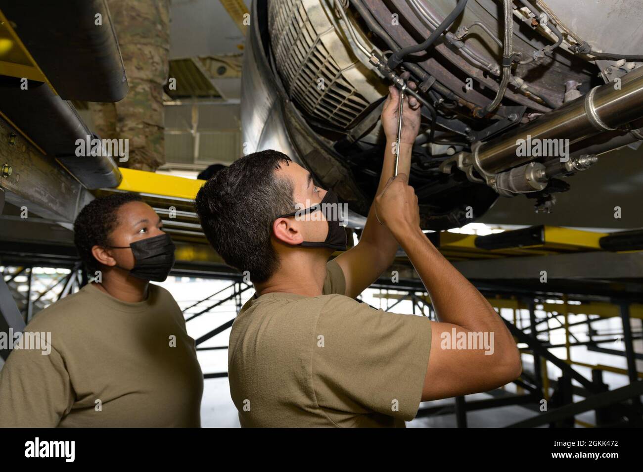 U.S. Air Force Staff Sgt. Keynia Saunders, left, and Senior Airman ...