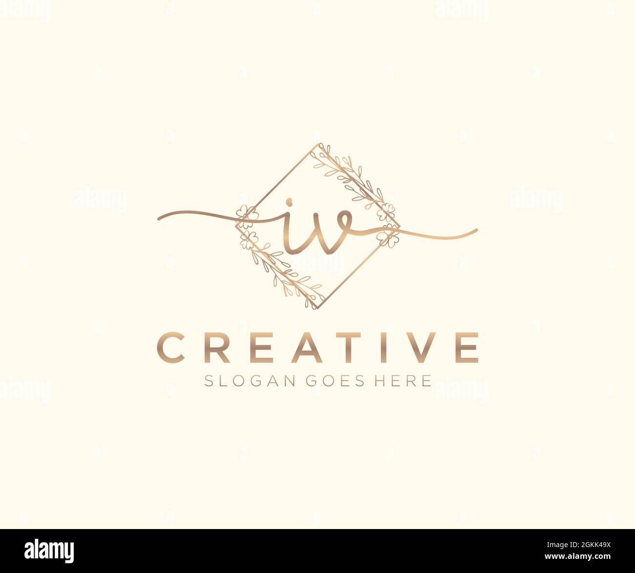IV Feminine logo beauty monogram and elegant logo design, handwriting ...