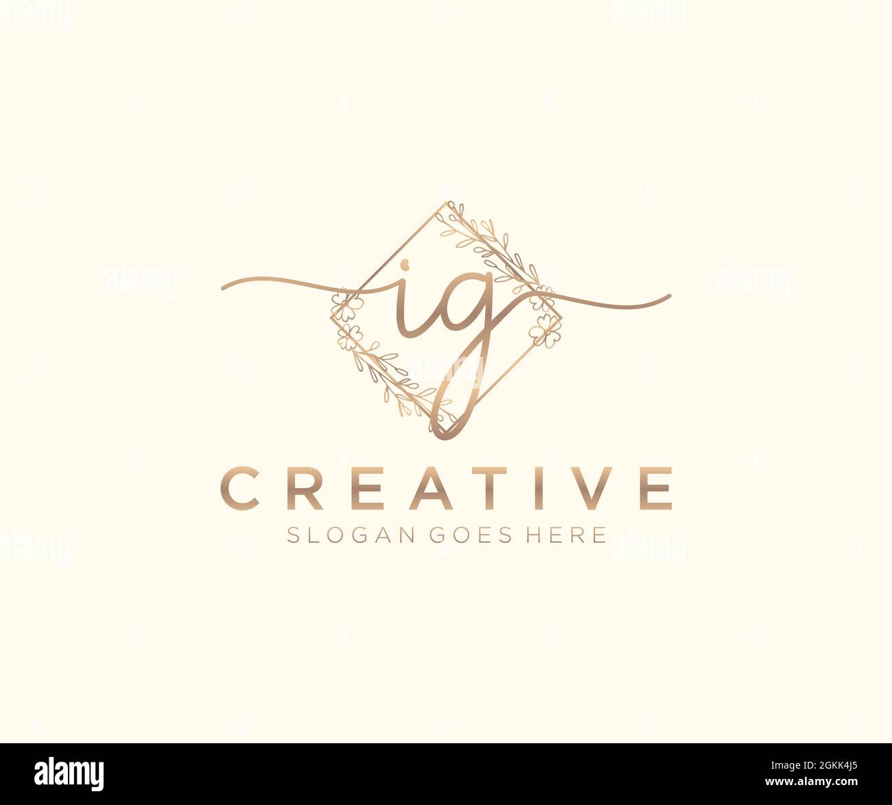 IG Feminine logo beauty monogram and elegant logo design, handwriting ...