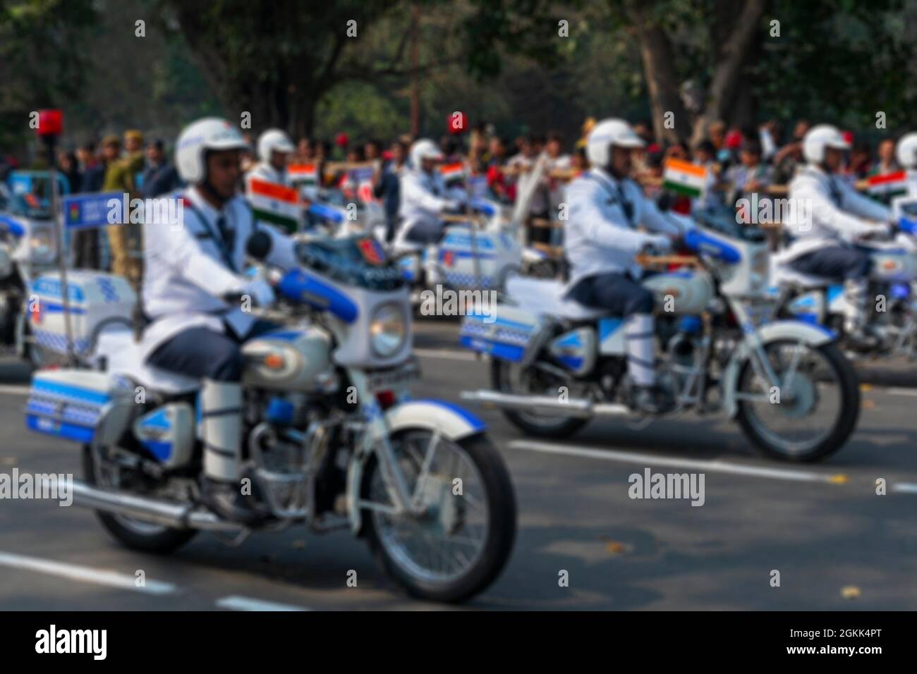 Blurred image of West Bengal Police are marching past on their ...