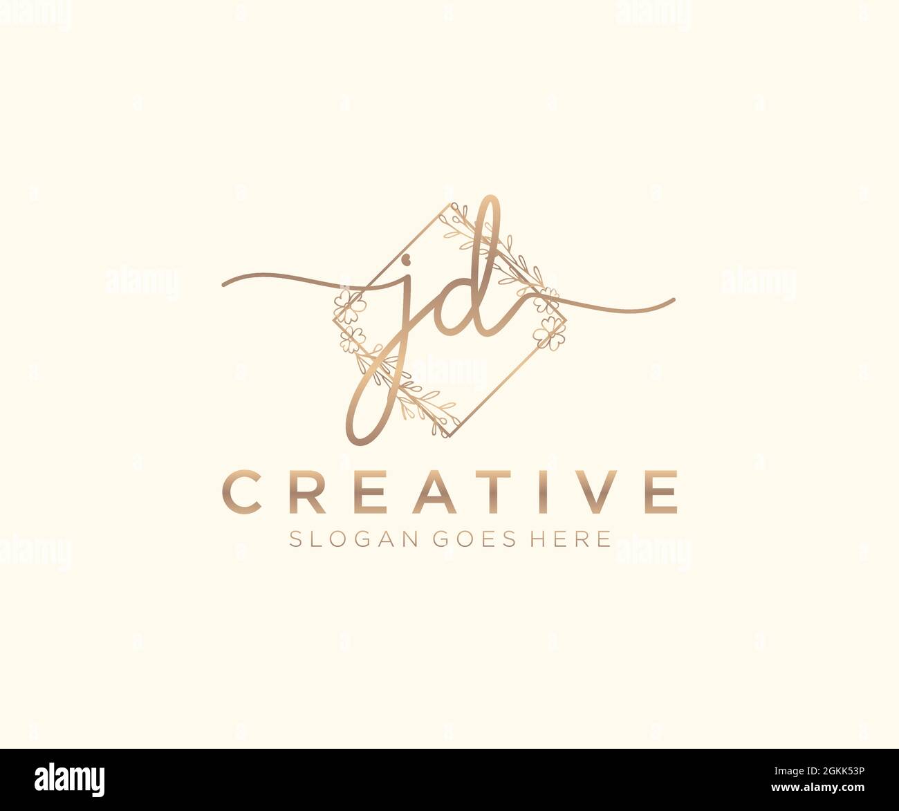 JD Feminine logo beauty monogram and elegant logo design, handwriting ...