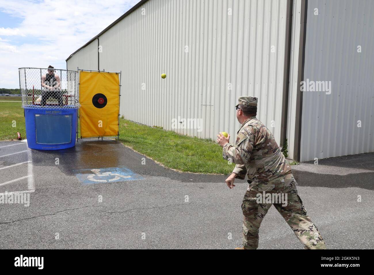 An Airmen assigned to the Maryland National Guard 175th Wing throws a ...