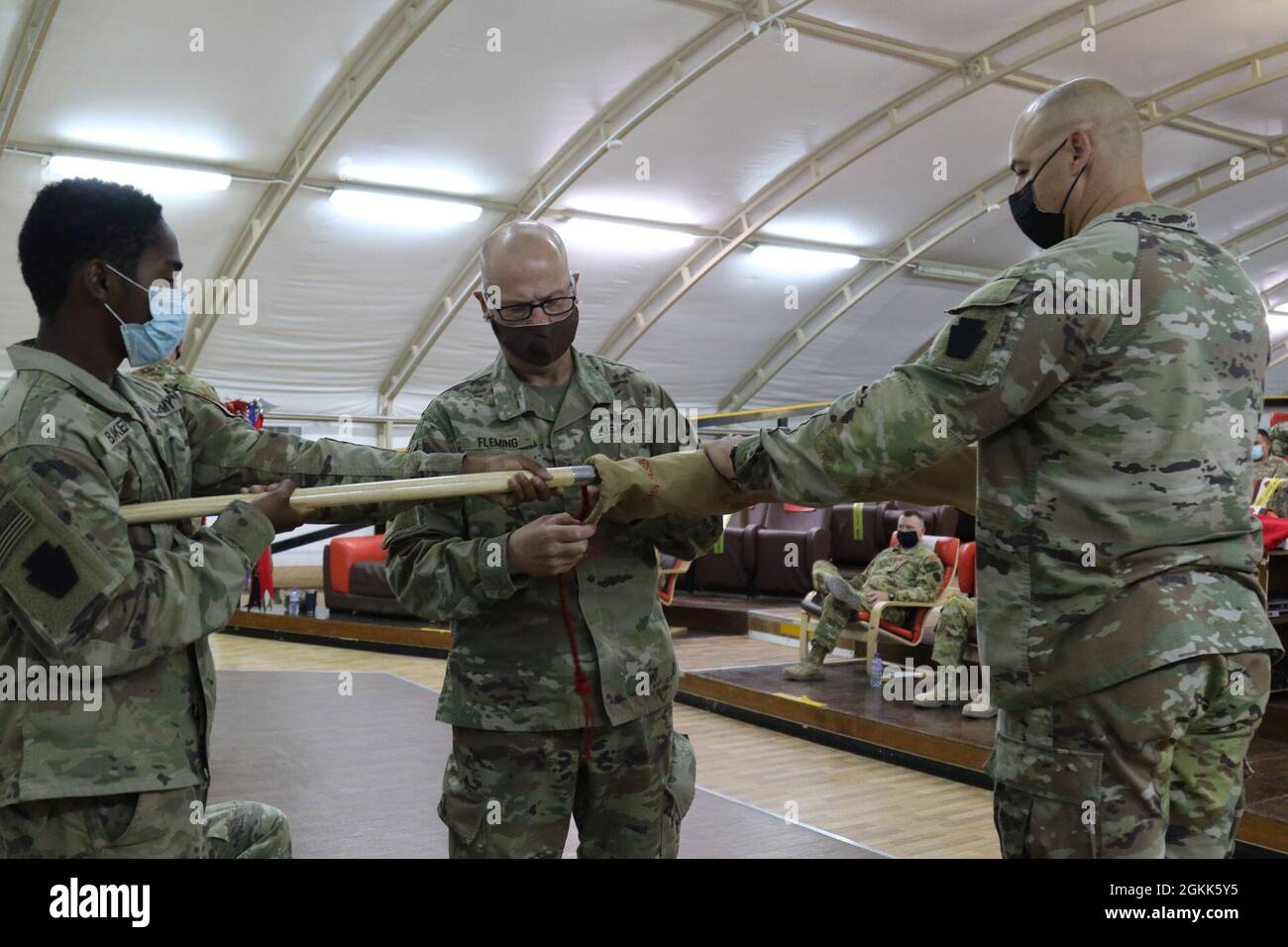 The 628th Aviation Support Battalion's colors are cased during a ...