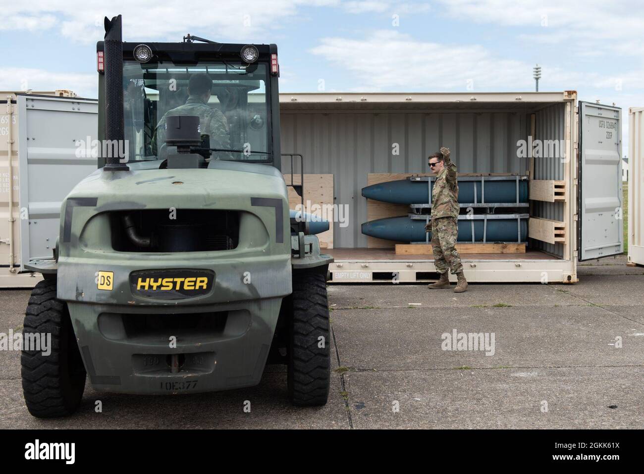 U.S. Air Force Staff Sgt. Kyle Scharer with the 48th Munitions Squadron ...