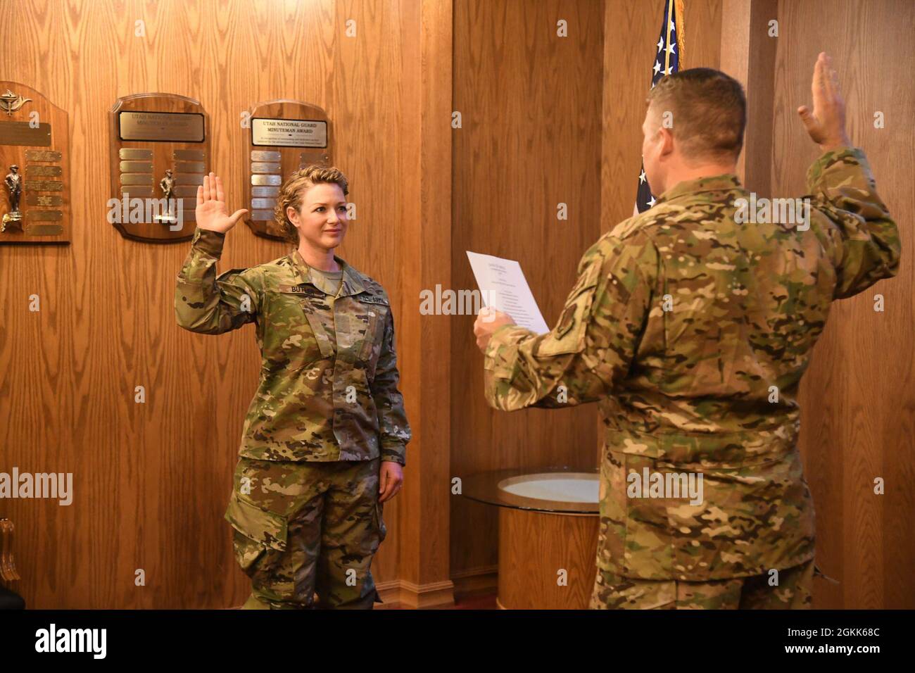 Chaplain candidate 2nd Lt. Mindy Butler takes her oath of office during ...