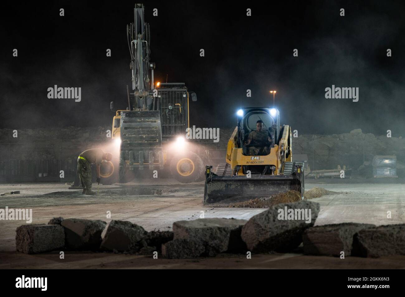 U.S. Air Force Airmen with the 386th Expeditionary Civil Engineer ...