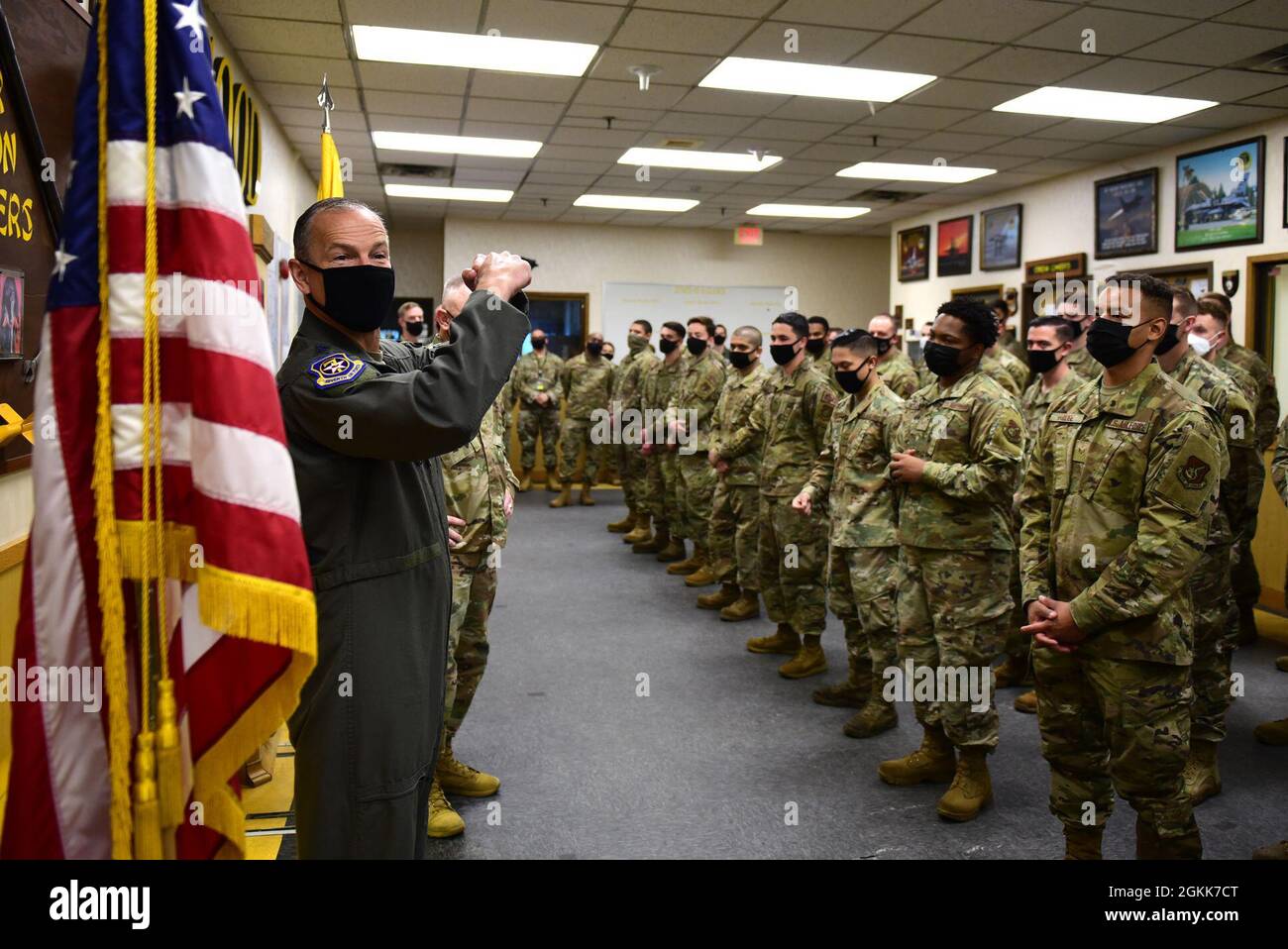 Lt. Gen. Scott. Pleus, 7th Air Force commander, speaks with 80th ...