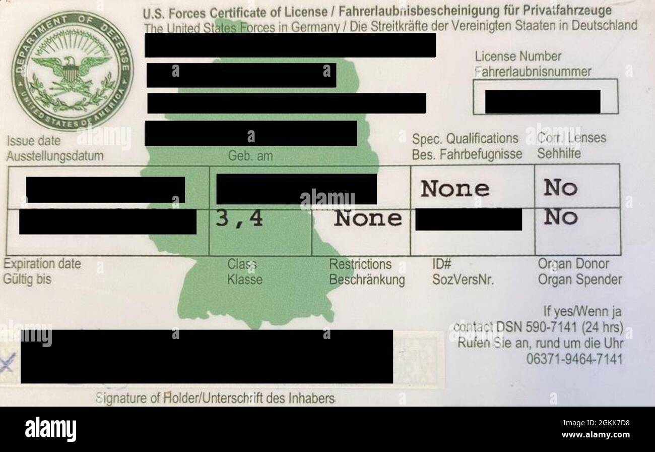 USAREUR-af Driver's license Stock Photo - Alamy