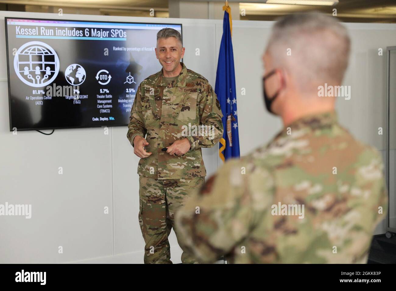 Lt. Gen. Timothy Haugh receives a brief about Kessel Run’s various ...