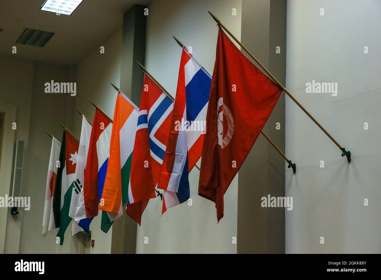 Multiple flags fly high during an Expeditionary Warfare School ...