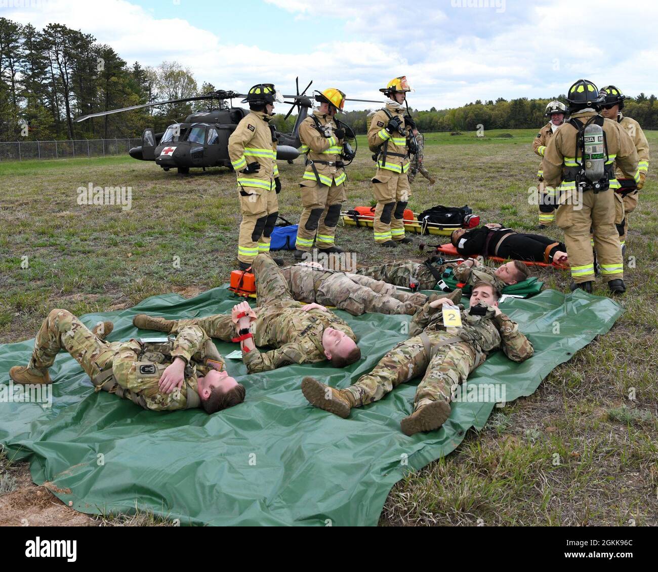 104th Civil Engineering Squadron firefighters triage casualties at a ...
