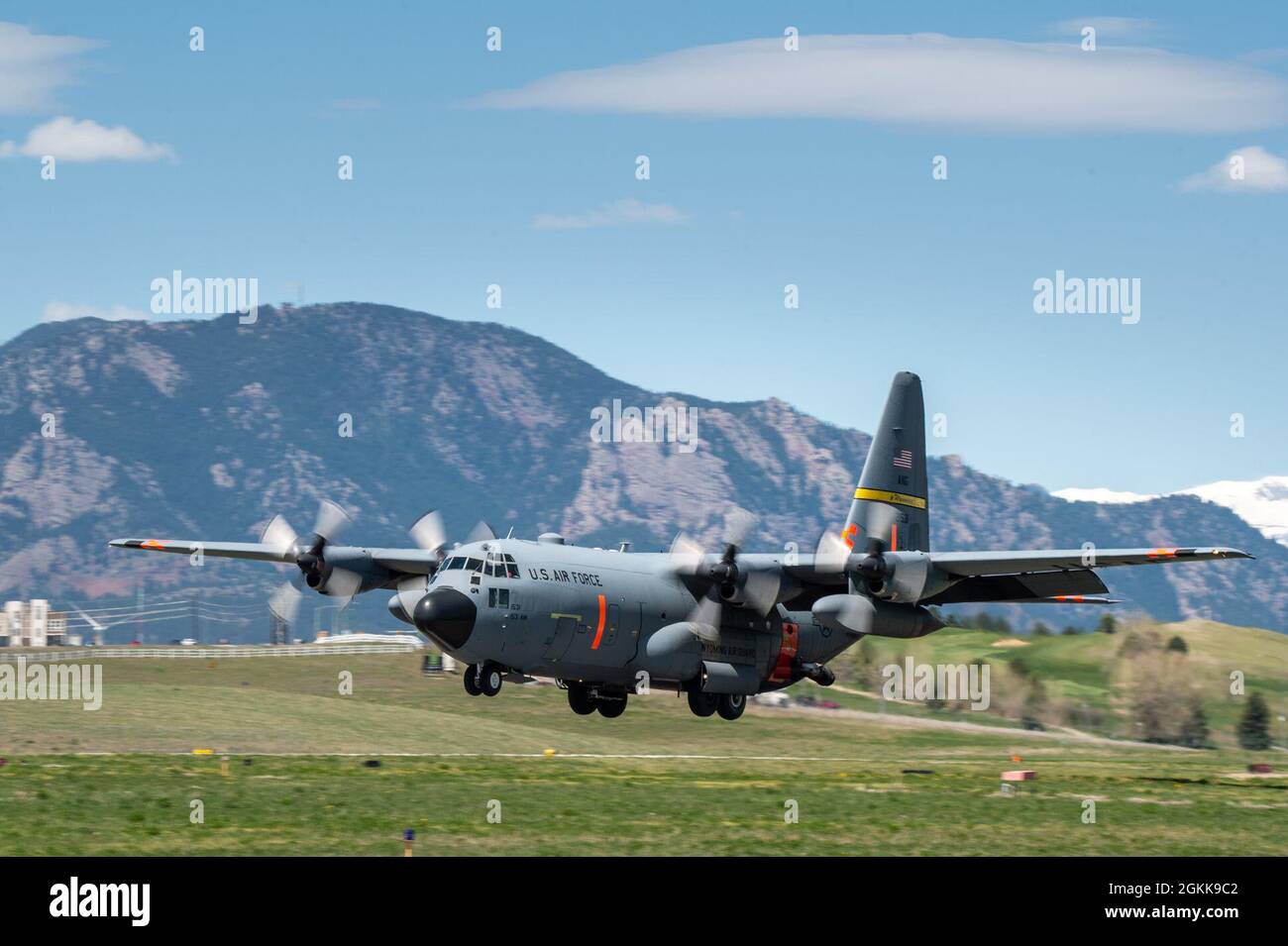 A C-130 Hercules aircraft assigned to the 153rd Airlift Wing, Wyoming ...
