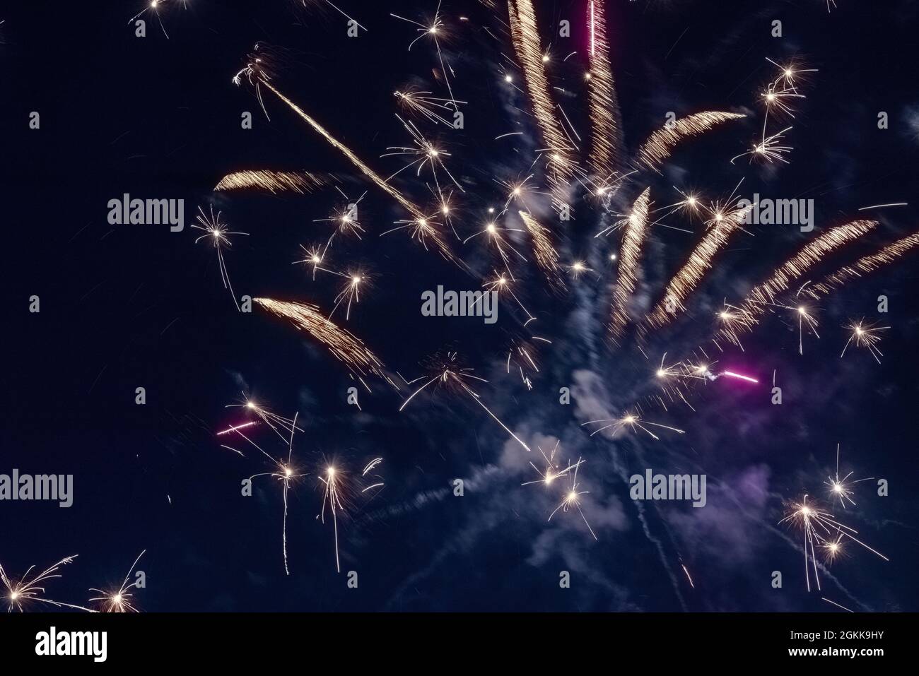 horizontal swirls of color and light from firework in summer Stock ...
