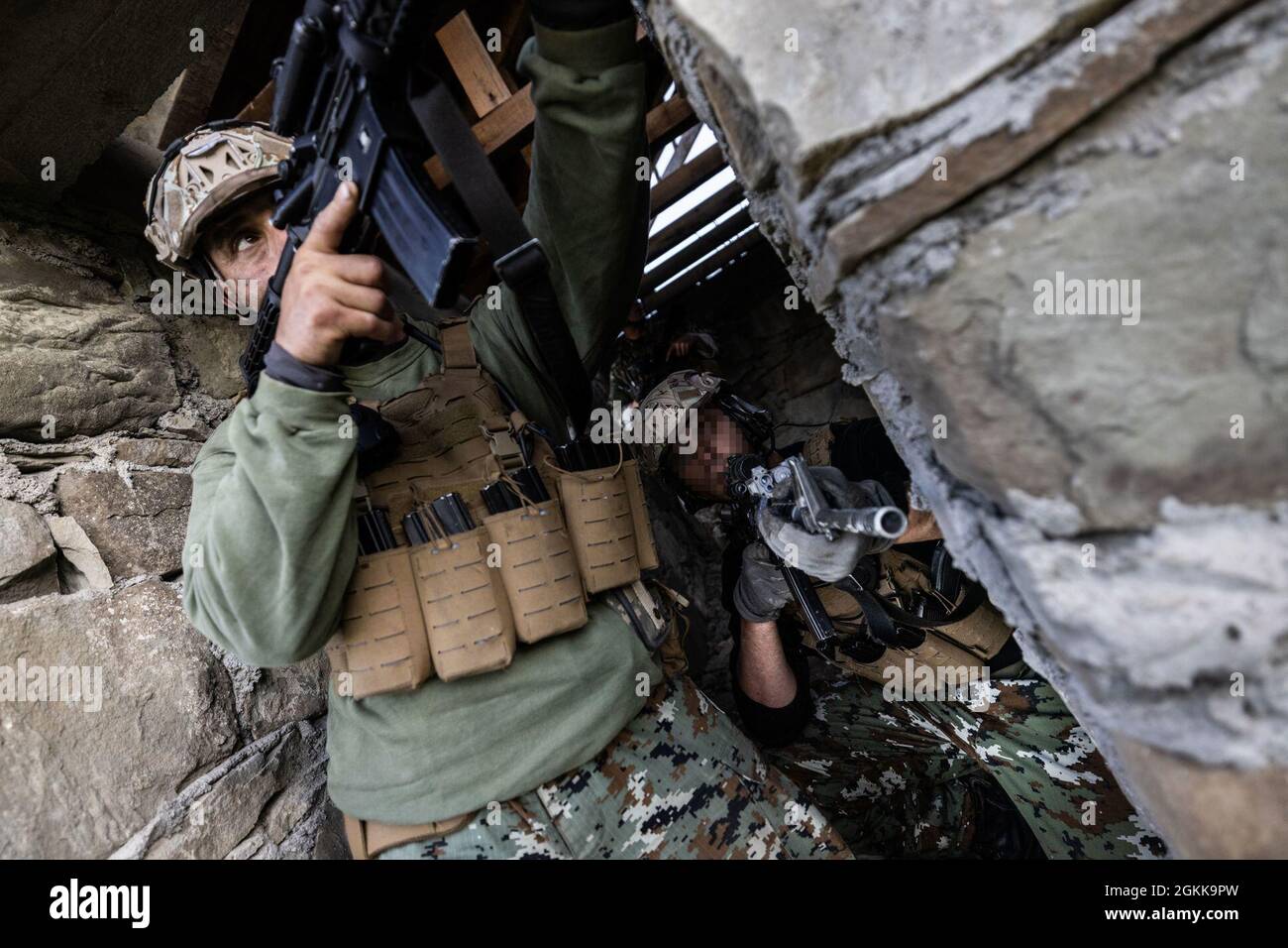 Special Forces soldiers from North Macedonia pull security during a ...