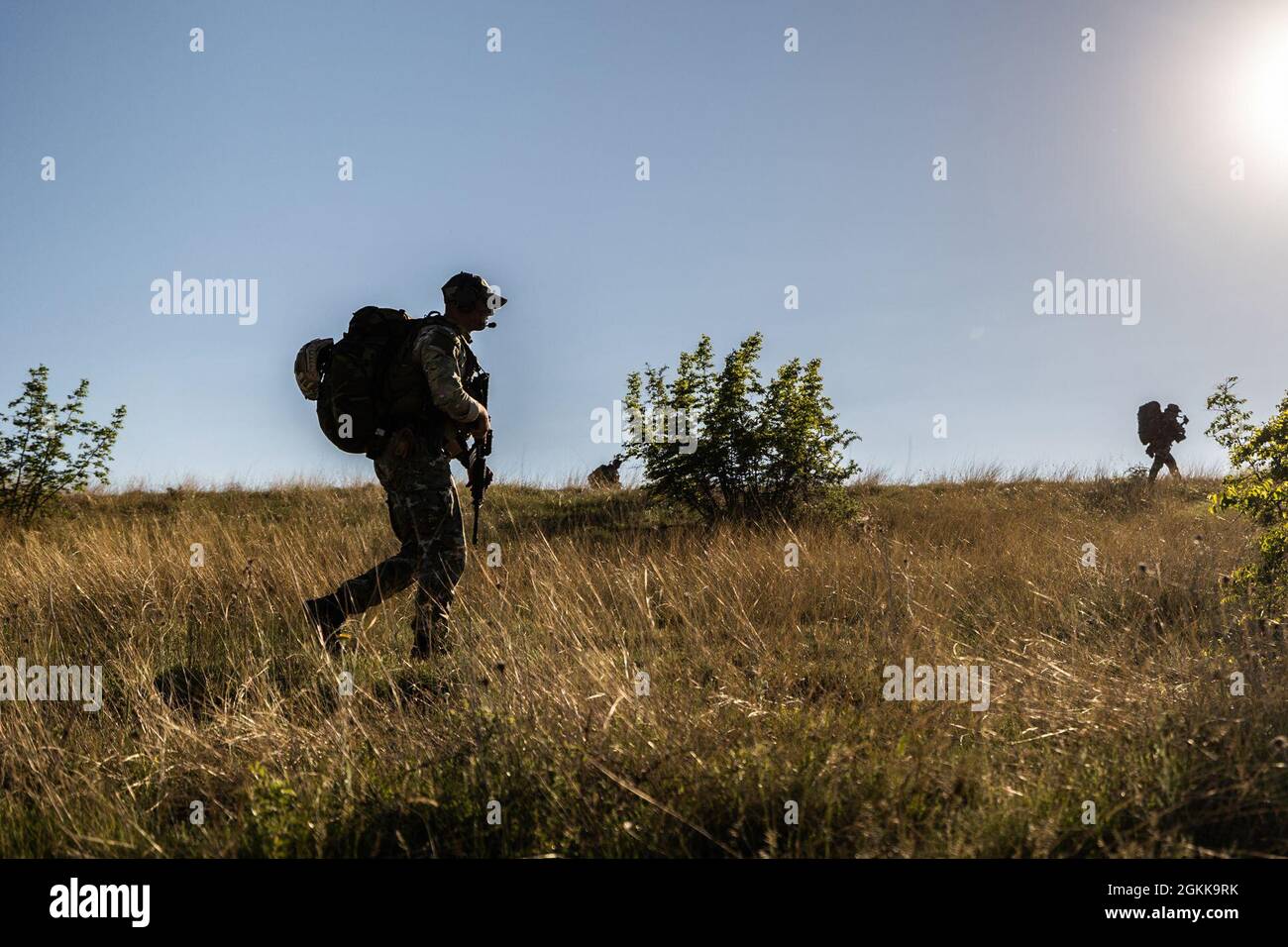 A Special Forces soldier from North Macedonia patrols through Krivolak ...