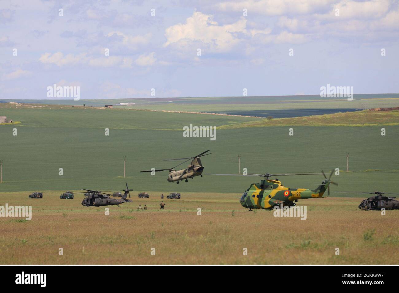 UH-60 Blackhawk and CH-47 Chinook helicopters from 3rd Battalion, 1st ...