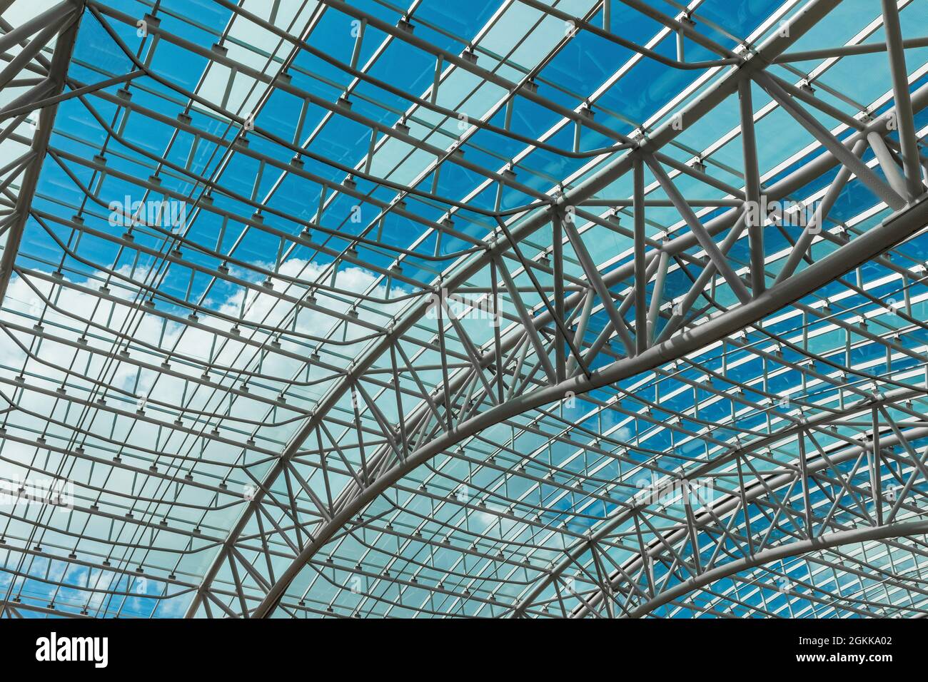 Wing-shaped atrium structure covers the passenger access area of the ...