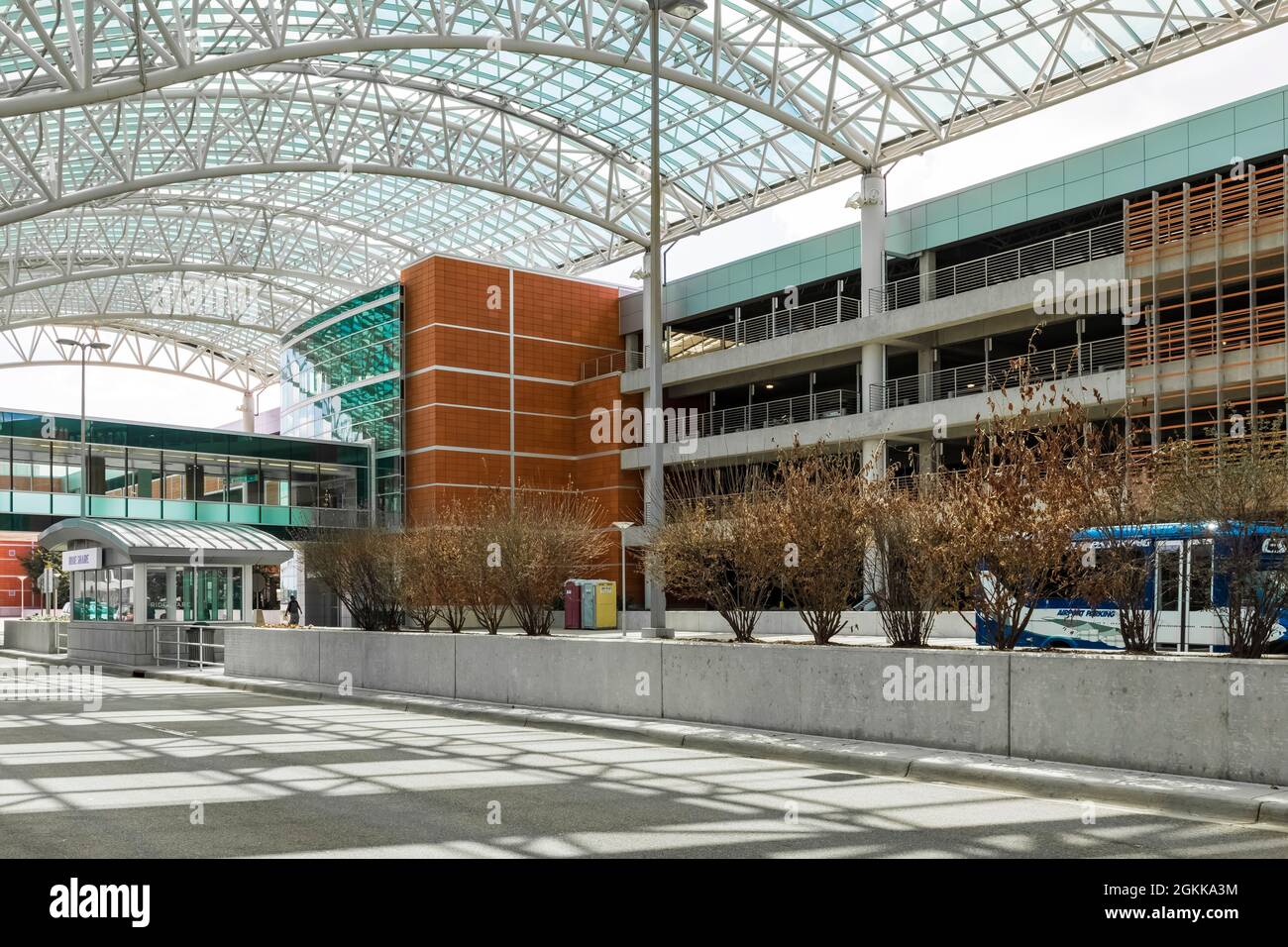 Wing-shaped atrium structure covers the passenger access area of the ...