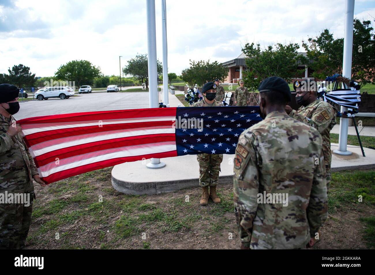 U.S. Air Force flag detail Airmen, 802nd Security Forces Squadron ...