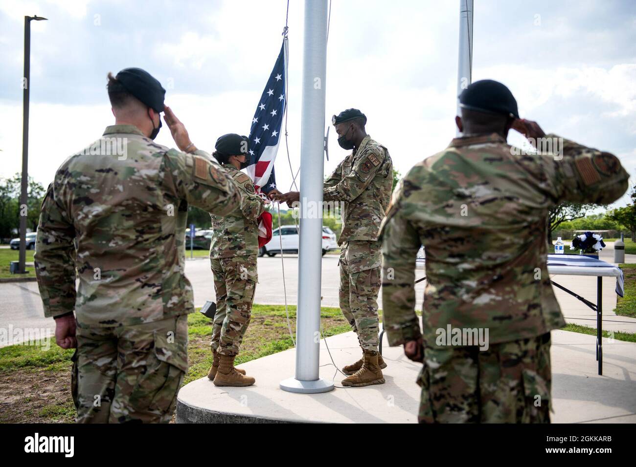 U.S. Air Force flag detail Airmen, 802nd Security Forces Squadron ...