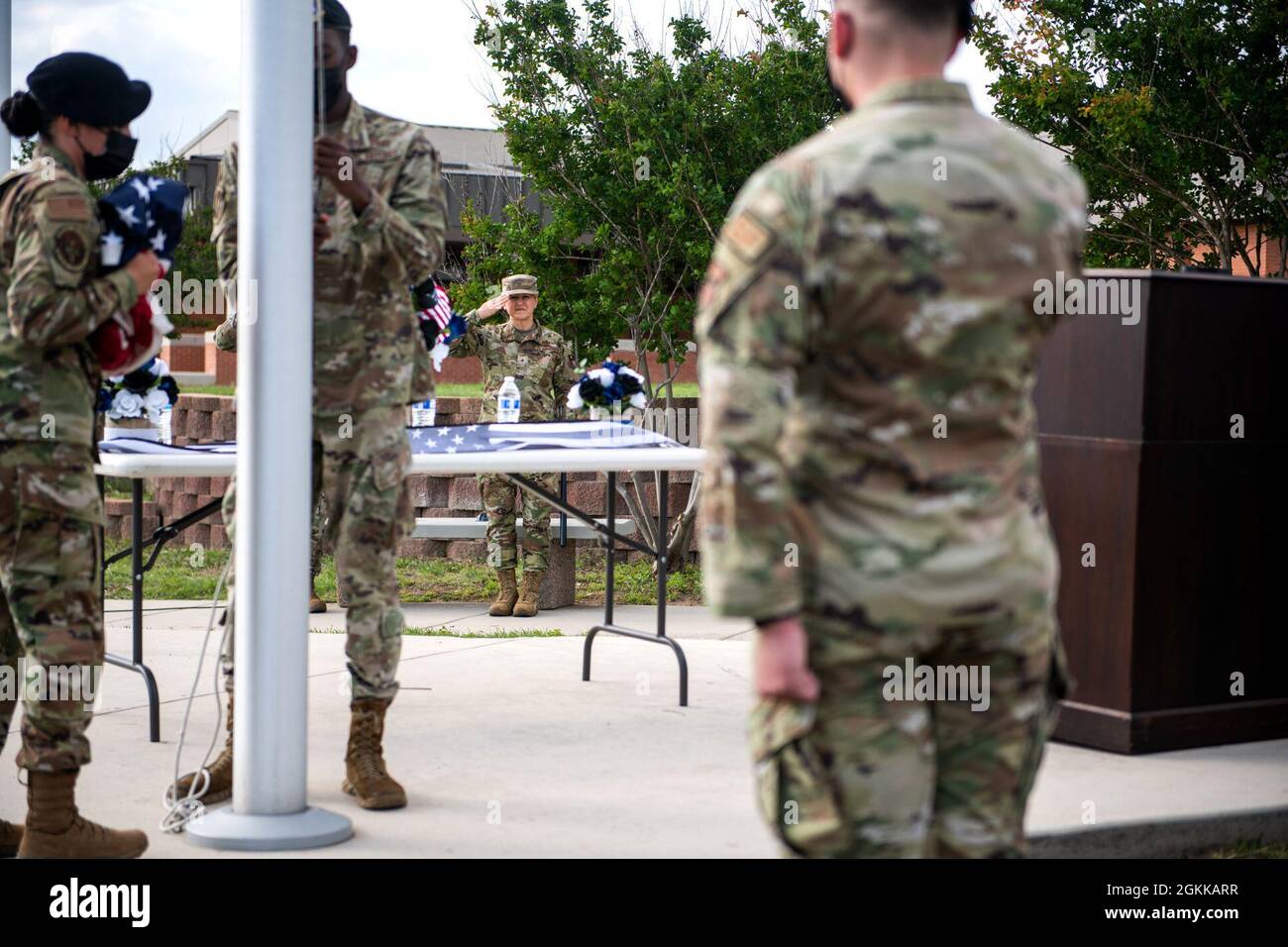 U.S. Air Force flag detail Airmen, 802nd Security Forces Squadron ...