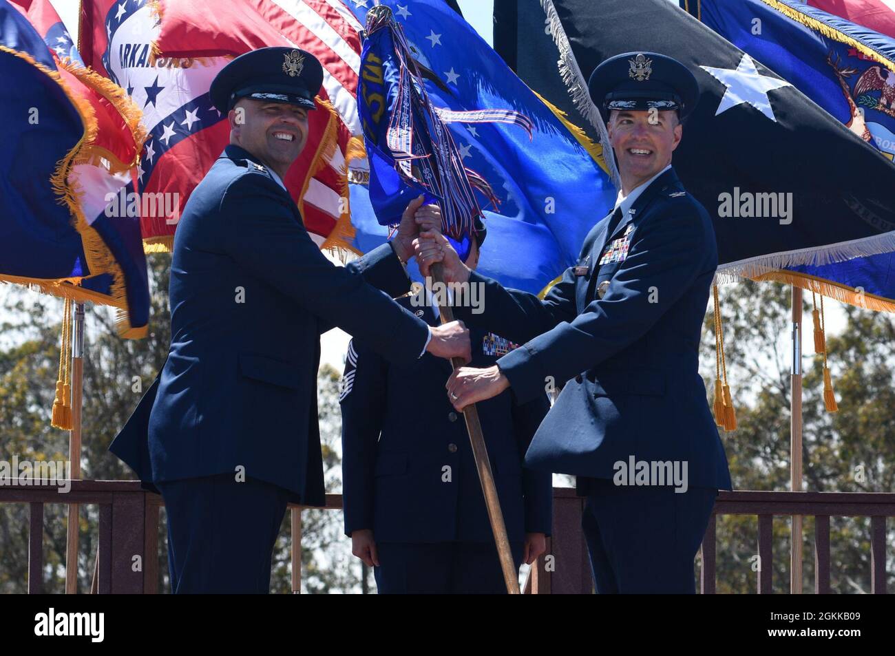 Col. Anthony Mastalir, Space Launch Delta 30 commander, accepts the ...