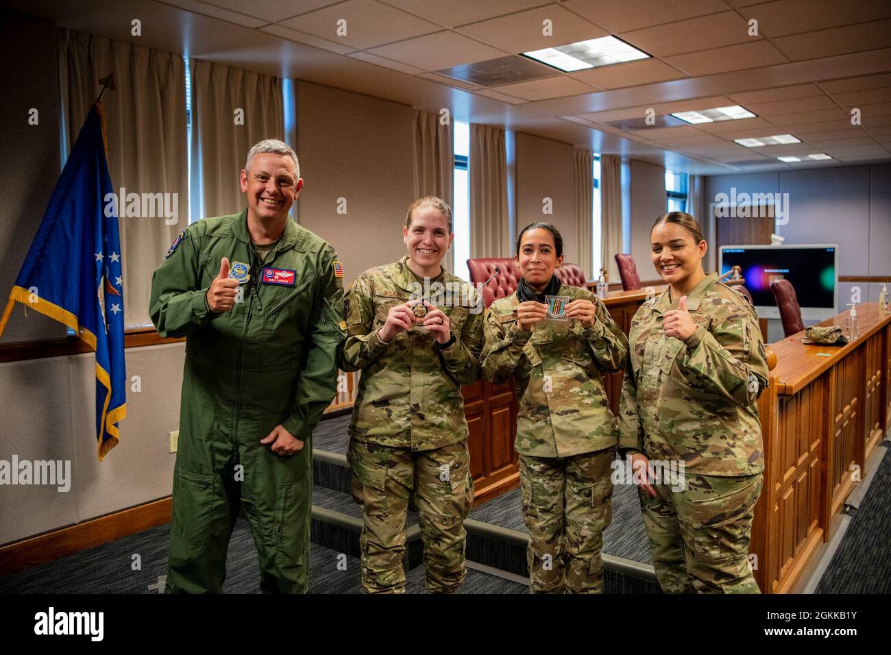 U.S. Air Force Col. Corey Simmons, left, 60th Air Mobility Wing ...