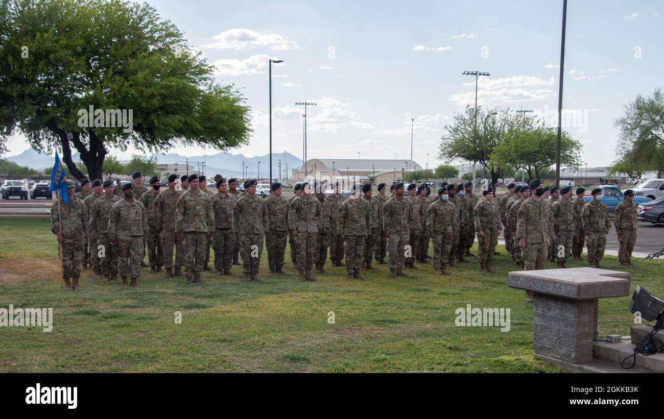 Defenders from the 355th Security Forces Squadron stand in formation ...