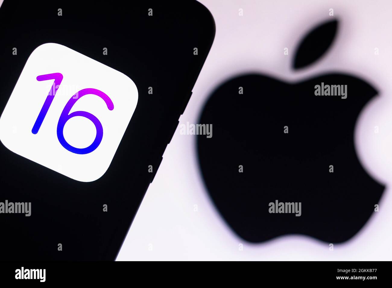 Brazil. 14th Sep, 2021. In this photo illustration the iOS 16 logo seen ...