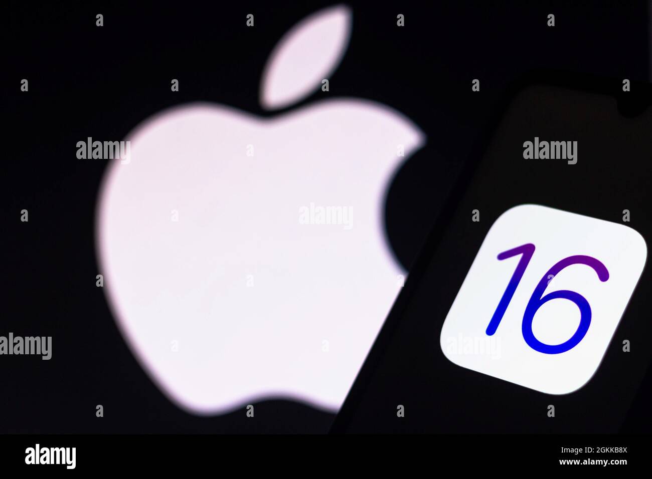 Brazil. 14th Sep, 2021. In this photo illustration the iOS 16 logo seen ...