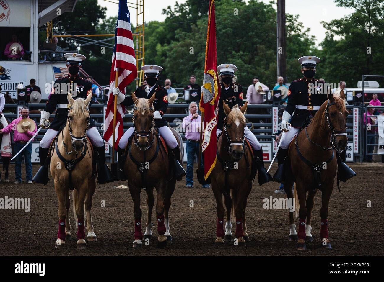 U.S. Marines assigned to the U.S. Marine Corps Mounted Color Guard ...