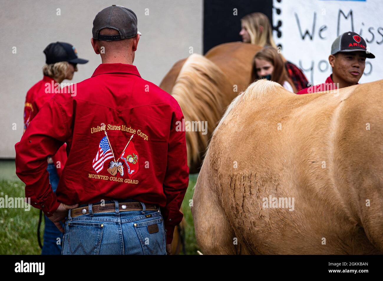 U.S. Marines assigned to the U.S. Marine Corps Mounted Color Guard ...