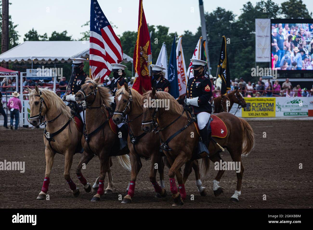 U.S. Marines assigned to the U.S. Marine Corps Mounted Color Guard ...