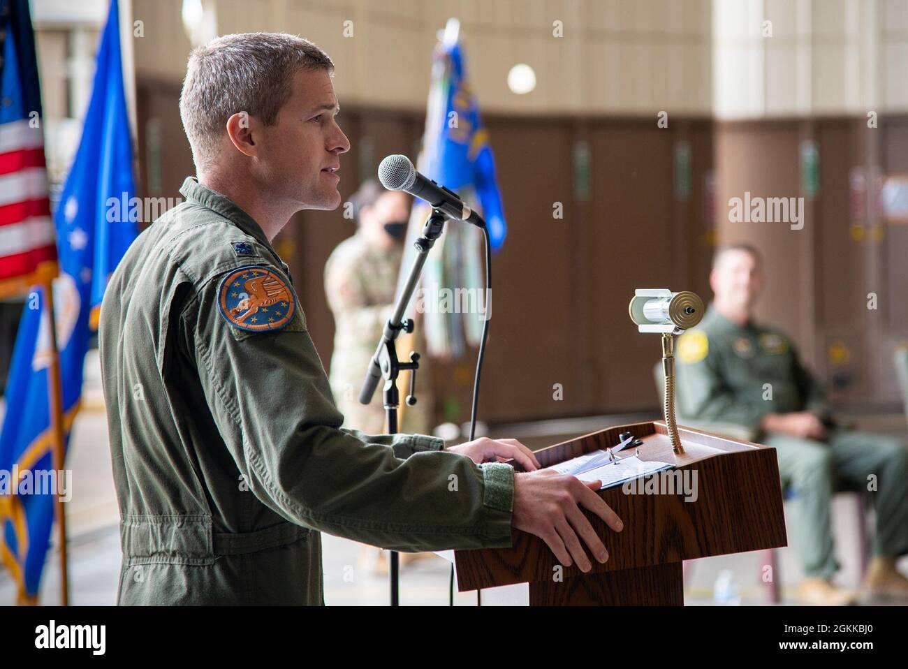 Lt. Col. Eric Peterson, 99th Flying Training Squadron commander, speaks ...